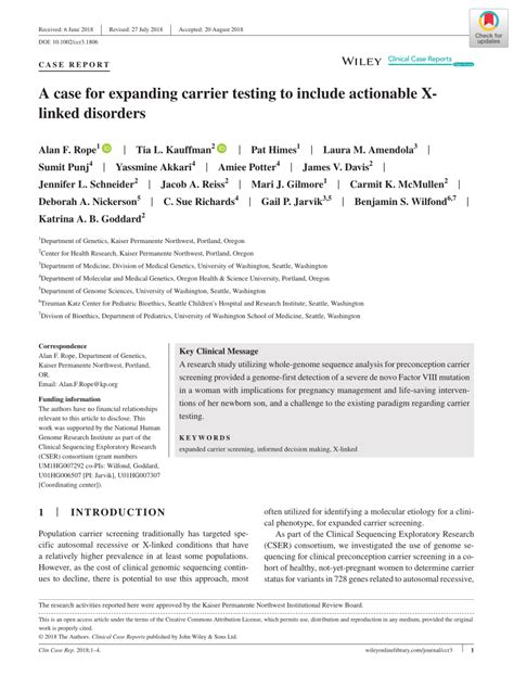 PDF A Case For Expanding Carrier Testing To Include Actionable X Linked Disorders