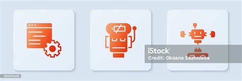 Set Robot Low Battery Charge Computer Api Interface And Disassembled