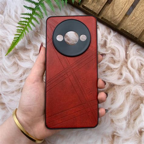 قاب گوشی Redmi A3 Redmi A3x شیائومی چرمی دور ژله ای طرح برجسته Remax کلاسیک قرمز کد 29675