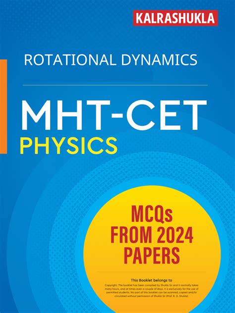 Rotational Dynamics Mht Cet Physics 2024 Qanda Printed Booklet Kalrashukla Classes