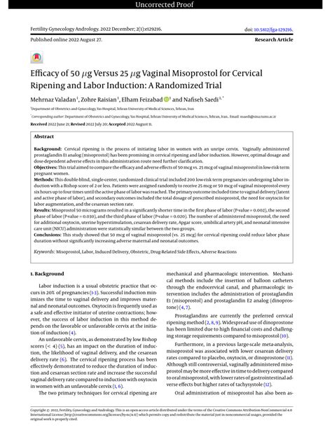 Pdf Randomization Of Vaginal And Sublingual Misoprostol For Cervical Ripening And Labor Induction