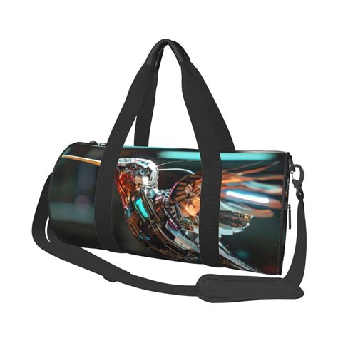 Xecao Futuristic Robot Hummingbird Print Travel Duffle Bag Bag Carry
