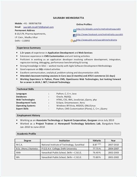 Java Developer Resume 2 Years Experience Park Art