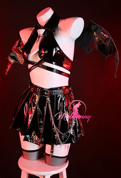 Makima Derivative Sexy Lingerie Set Short Top And Skirt Set With Wings And Stockings Cosplay Shop