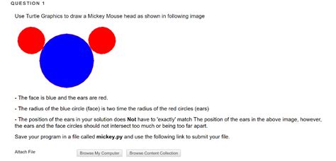solved question 1 use turtle graphics to draw a mickey mouse