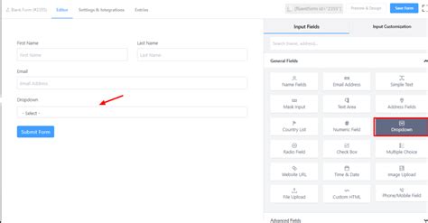 Dropdown Field In Wp Fluent Form Wordpress Plugin