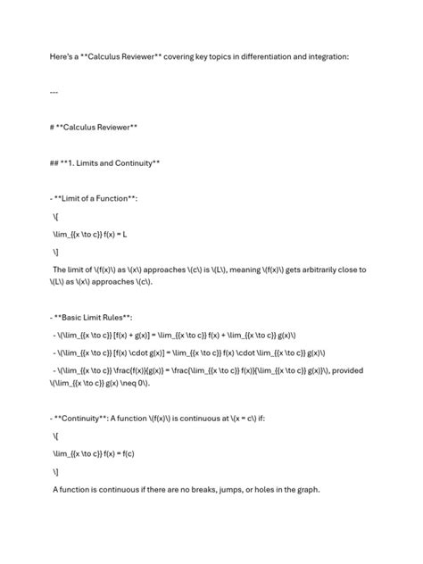 Calculus Reviewer Pdf Derivative Teaching Methods And Materials