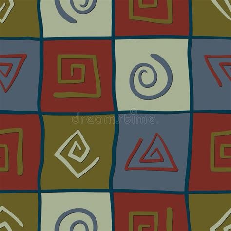 Abstract Geometric Hand Drawn Seamless Pattern Stock Vector Illustration Of Retro Fashion