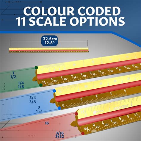 Aluminum Architect Scale Ruler 30cm Ruler Laser Etched Triangle