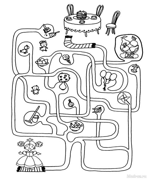 Лабиринт для детей 5 6 лет Помоги принцессе приготовиться к приходу гостей
