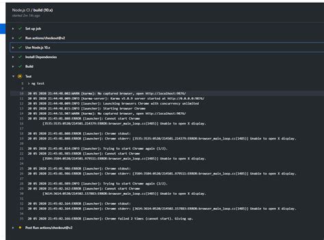 Angular Github Action Nodejs Ci Npm Test Hanging Angular9