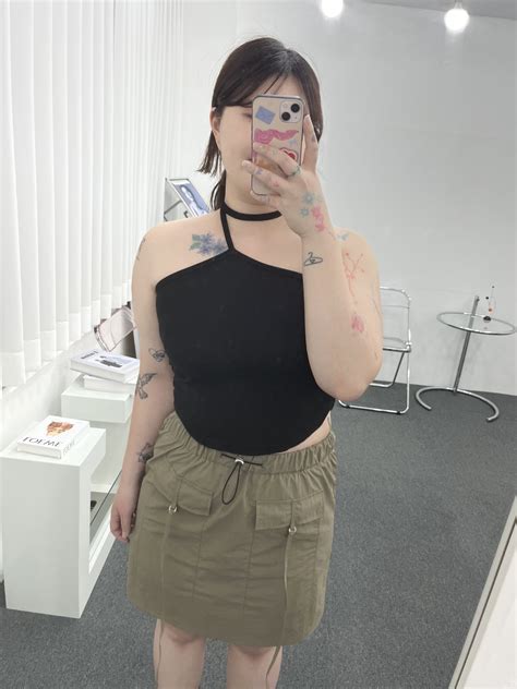 소노로스 무배 Free~xl] 사선 초커 자개단추 나시 아이보리 브라운 블랙 빅사이즈나시 초커티 레이어드