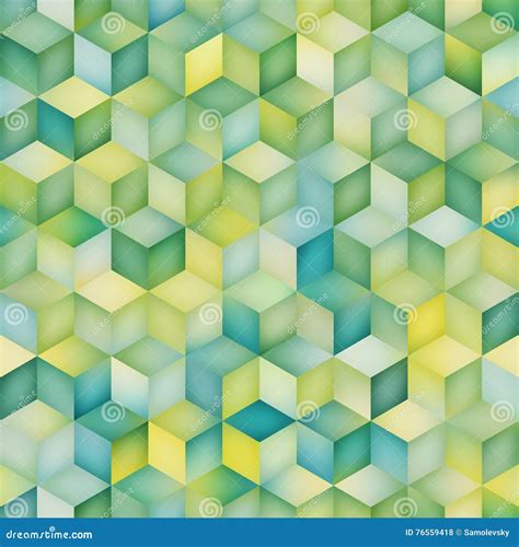 Vector Seamless Multicolor Gradient Cube Shape Rhombus Grid Geometric Pattern Stock Vector