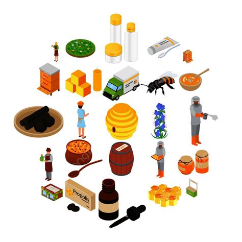프로 폴리스 꿀 양봉장 아이콘 세트 미술 세트 에 대한 Png 일러스트 및 벡터 에 대한 무료 다운로드 Pngtree
