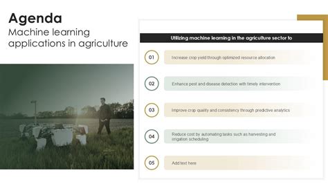 Agenda Machine Learning Applications In Agriculture Ppt Example Ml Ss Ppt Example