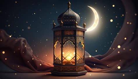 Premium AI Image | A lantern with the moon in the background