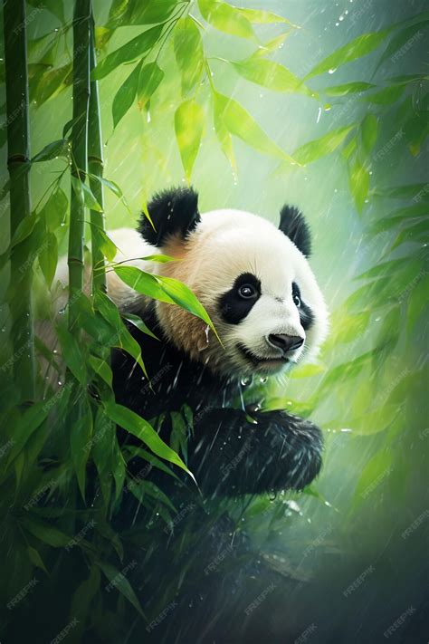 Premium Ai Image Panda In A Bamboo Forest