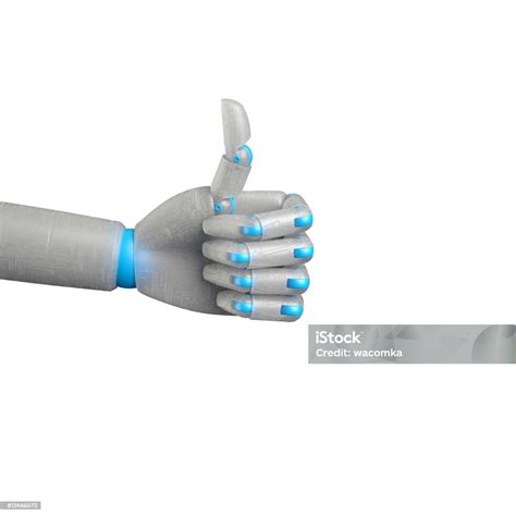 3d 렌더링 디지털 일러스트 레이 션 로봇 손 안 드 로이드 팔 손가락 제스처 흰색 배경에 고립 3차원 형태에 대한 스톡 사진 및 기타 이미지 Istock