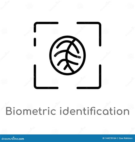 Outline Biometric Identification Vector Icon Isolated Black Simple