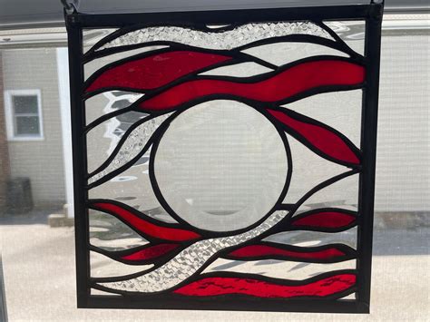 Stained Glass Waves Waves In Stained Glass Panel In Stained Glass Stained Glass Panel Etsy