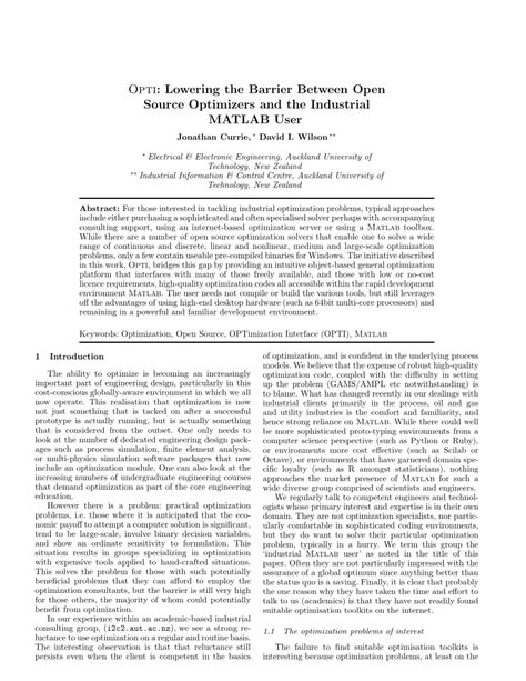 Pdf Opti Lowering The Barrier Between Open Source Optimizers And The