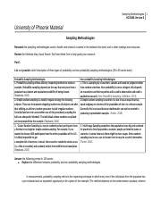 Sampling Methodologies 1 Docx Sampling Methodologies HCS 465 Version 6 University Of Phoenix