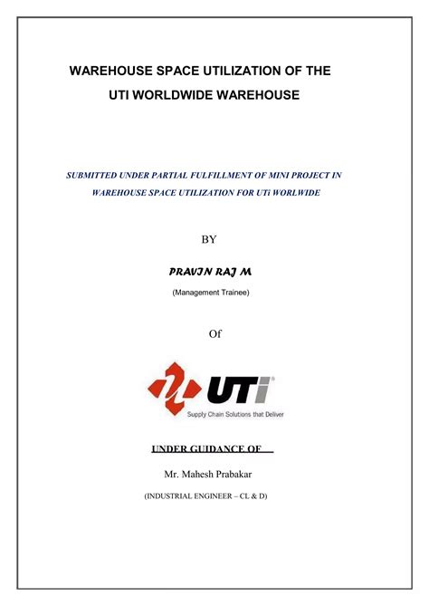 Warehouse Space Utilization Pdf