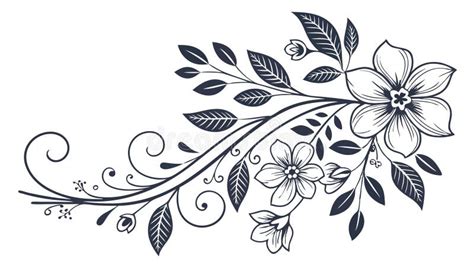 Decorative Floral Branch Design Elegant Botanical Accent Vector Design Generative Ai Stock