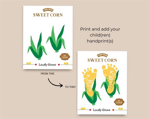 Sweet Corn Footprint Handprint Craft Fall Footprint Fall Footprint