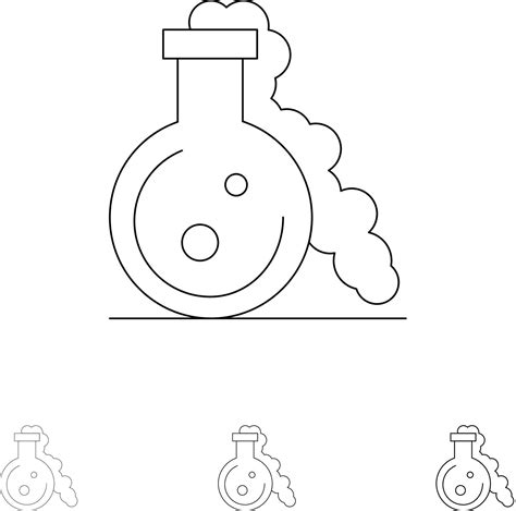 Flask Lab Test Medical Bold And Thin Black Line Icon Set Vector Art At Vecteezy