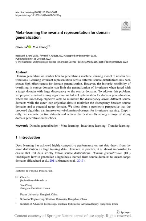 Meta Learning The Invariant Representation For Domain Generalization Request Pdf