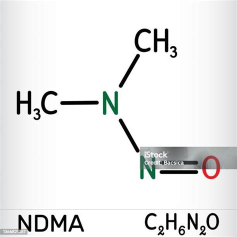 Nnnitrosodimethylamine Ndma 디메틸니로사민 Dmn 분자 그것은 인간의 발암 물질 독입니다 골격 화학 포뮬러