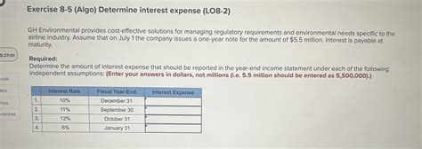 solved exercise 8 5 algo ﻿determine interest expense