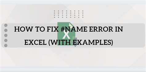 Fixing Name Error In Excel Troubleshooting Guide