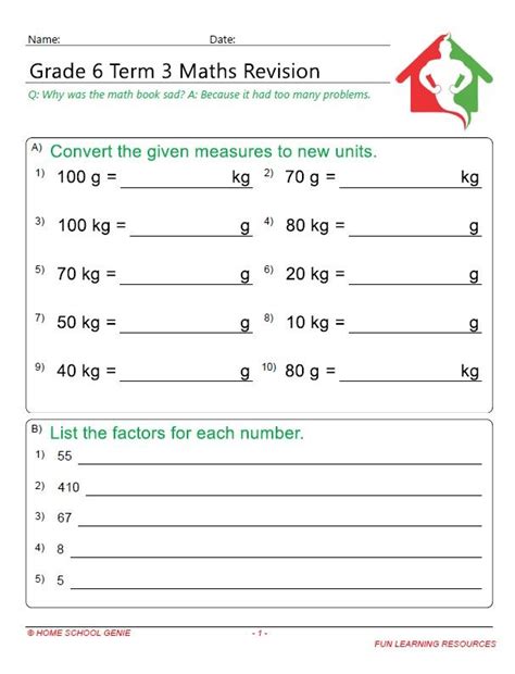 Grade 6 Math Term 3 Revision Questions And Answers In 2024 Grade 6 Math Math Term Math