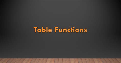 Hana Sap Hana Table Functions