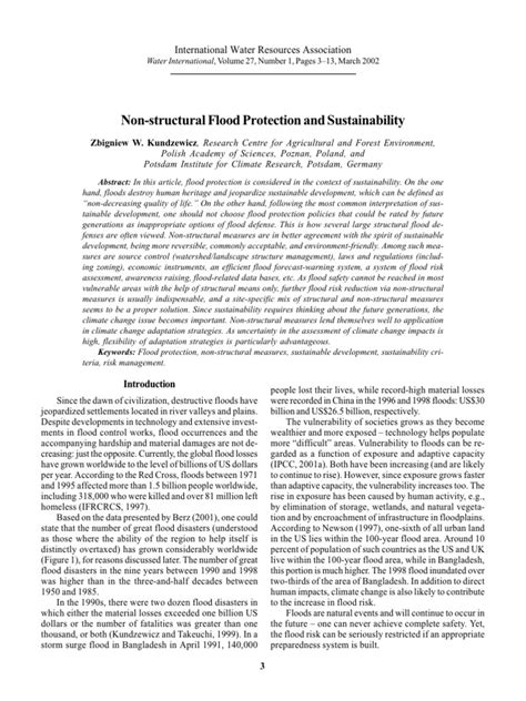 Non Structural Flood Protection And Sust Pdf Flood Sustainability