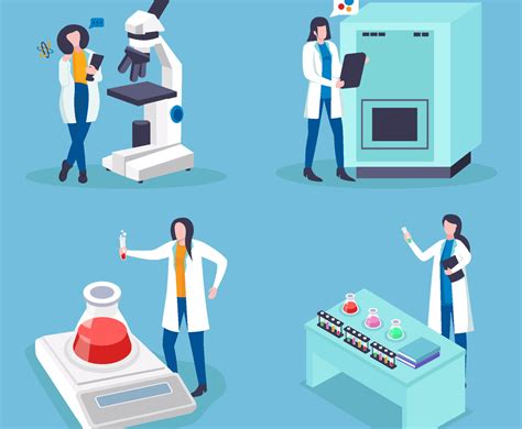 Laboratory Set With Lab Equipment And Scientist Character Vector Art Graphics Freevector Com