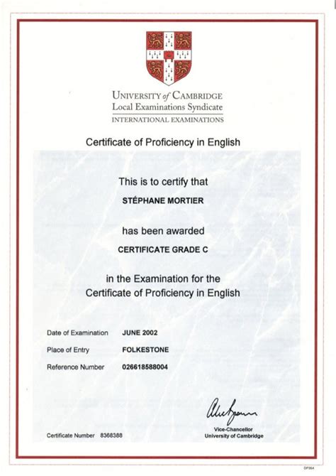 Diploma Certificate Of Proficiency In English