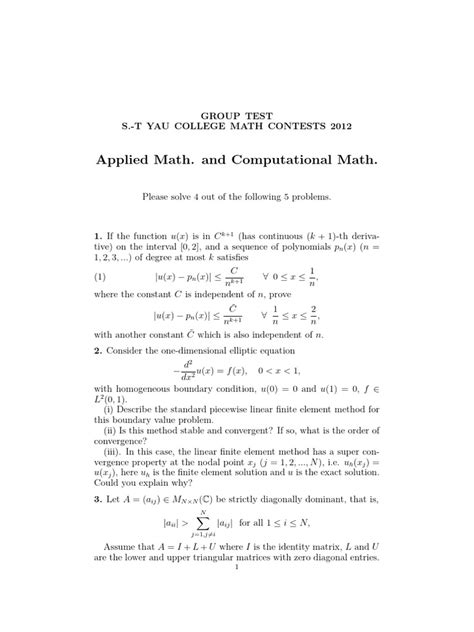 Applied 2012 Team Pdf System Of Linear Equations Matrix Mathematics