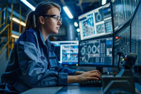 Premium Photo Female Engineer Monitoring Systems In Control Room With AI Generated