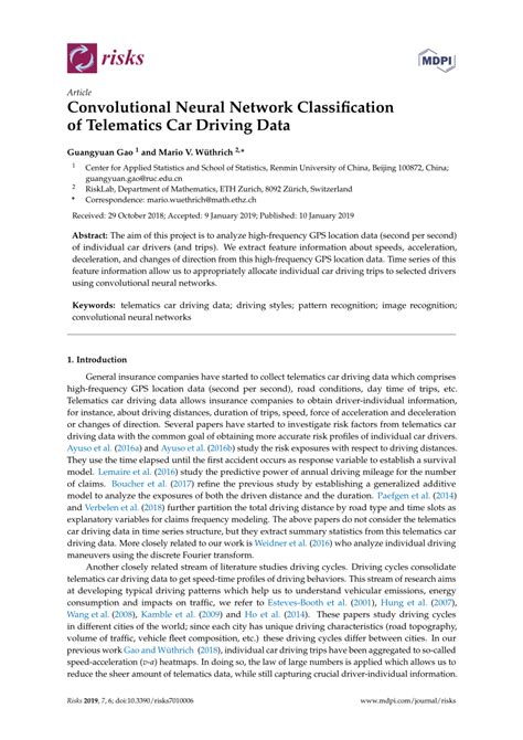 Pdf Convolutional Neural Network Classification Of Telematics Car Driving Data