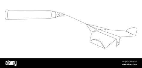 One Continuous Line Of Paper Airplane Drawn By With Felt Tip Pen Thin
