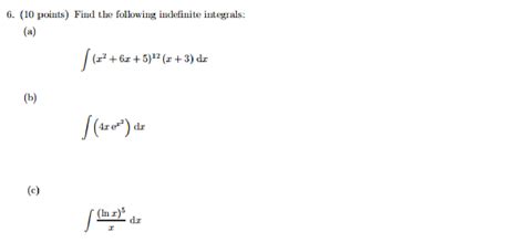solved find the following indefinite integrals integral