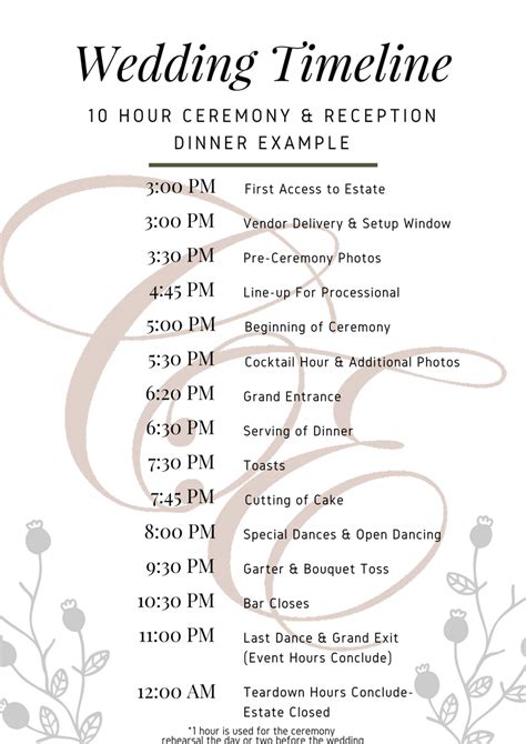 Ceremony Timeline Template Content Calendar Template