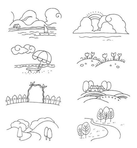 简笔画自然风景 简笔画自然风景动物与植物 苗苗知道