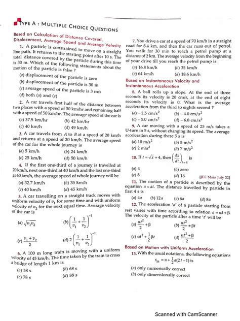 Motion In 1d Level 1 Pdf