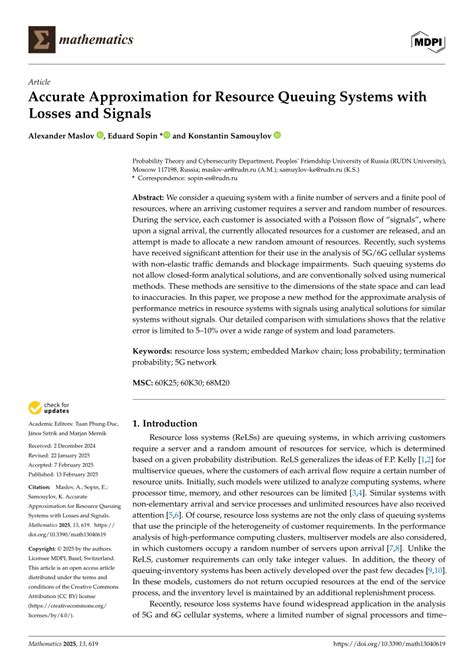 Pdf Accurate Approximation For Resource Queuing Systems With Losses And Signals