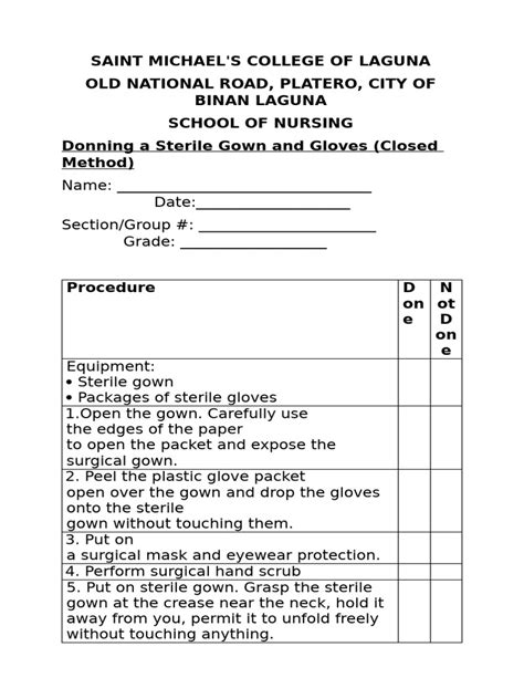 Gowning And Gloving 1 Pdf Glove Hand