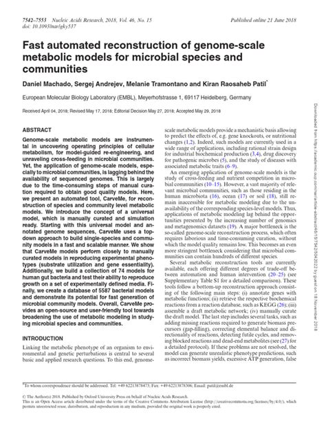 Fast Automated Reconstruction Of Genome Scale Metabolic Models For Microbial Species And